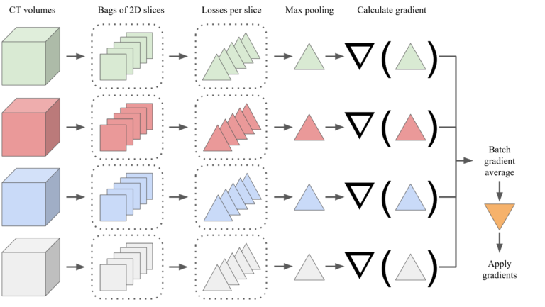 Extracting 2D weak labels from volume labels using multiple instance ...